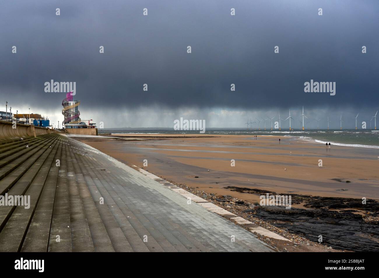 Greey Winter day on the beach, Redcar Stock Photo - Alamy