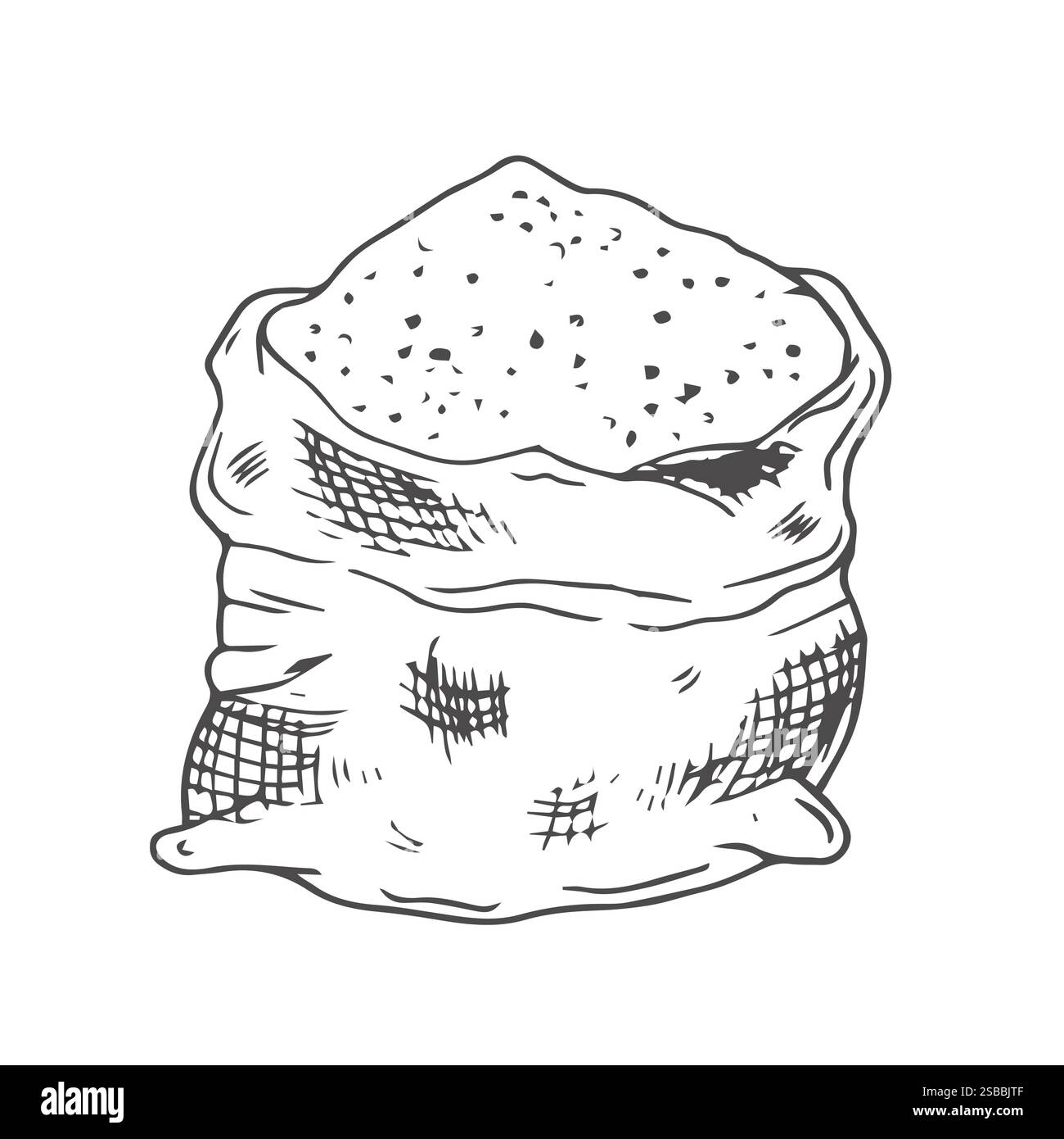 Sack of flour. Outline illustration on white background, design element ...
