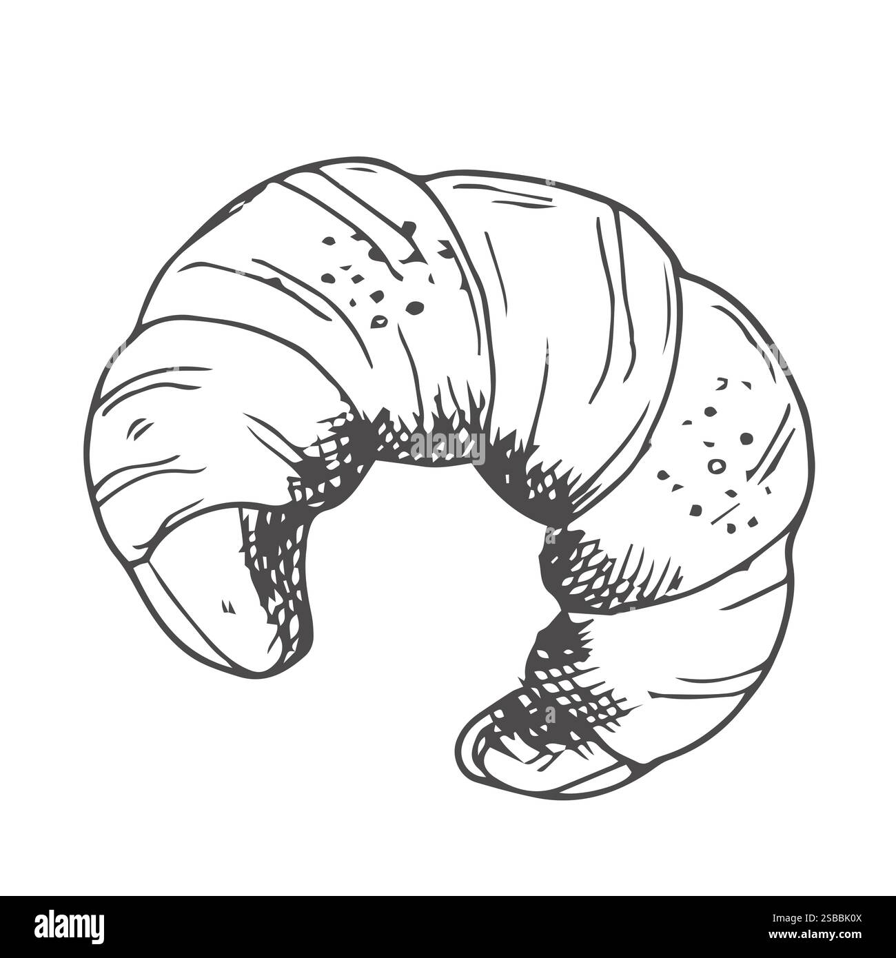 Vector hand drawn croissant icon badge bakery for design menu cafe ...