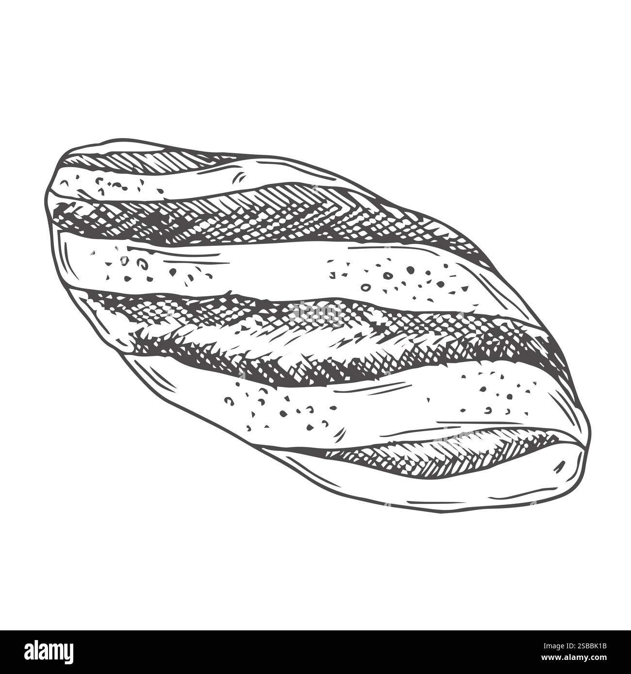 Bread and bakery doodle set. Bagel, croissant, baguette, bun, cookie ...