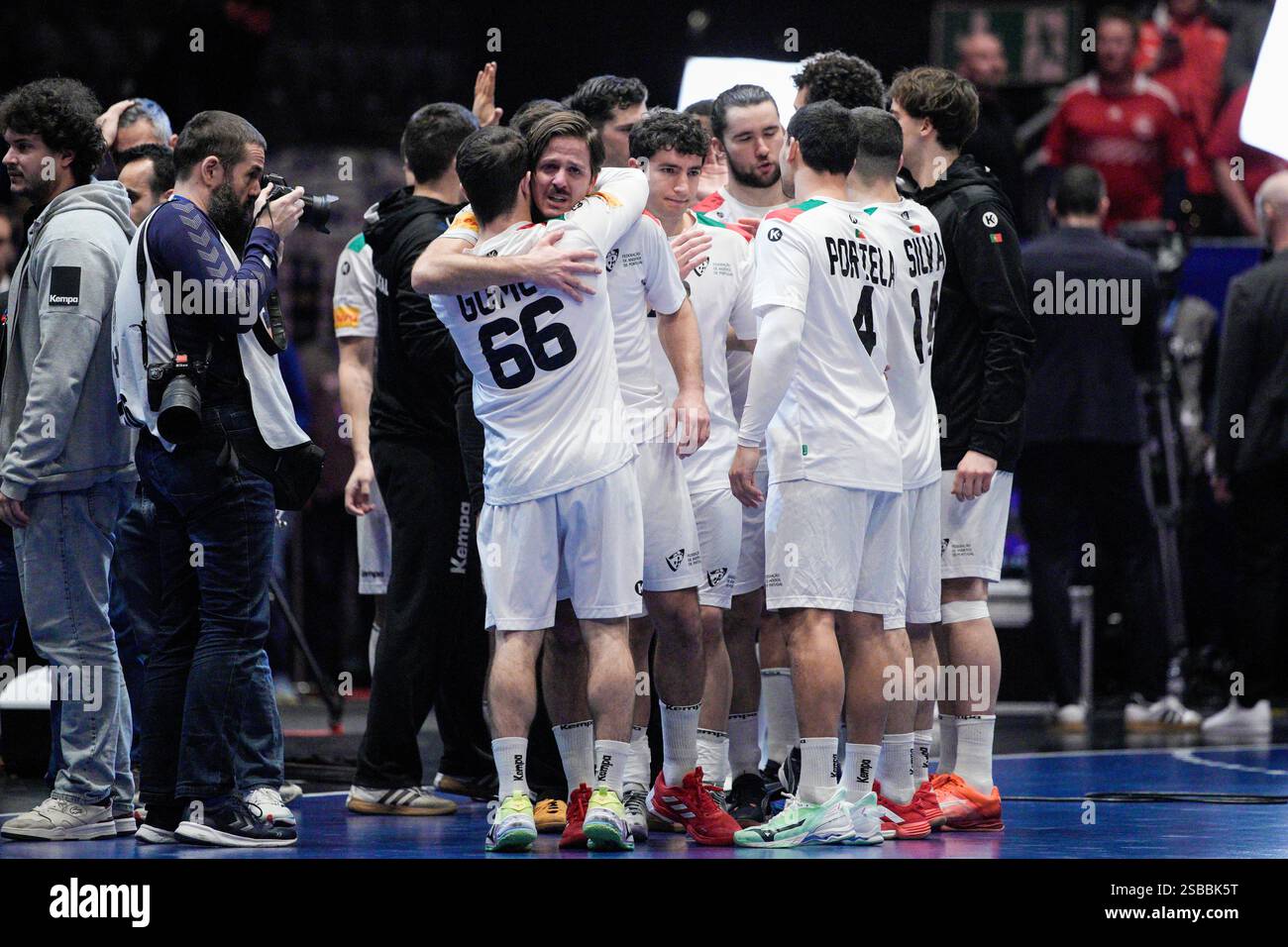 Fornebu 20250202. Sad French players during the bronze medal final in ...