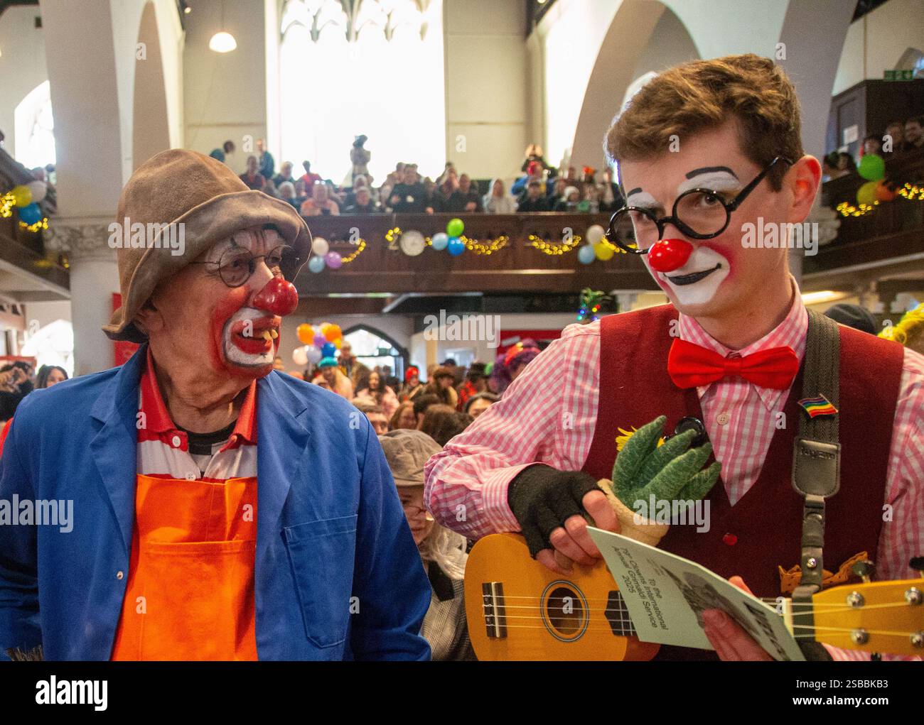 February 2, 2025, London, England, United Kingdom: Clowns arrive to ...