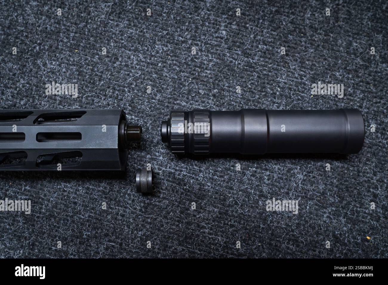 Tactical firearms. Rifle with threaded barrel, silencer and thread ...