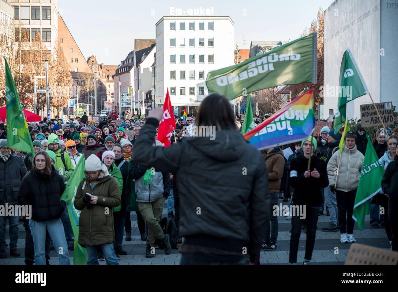 Nuremberg, Germany. 02nd Feb, 2025. Numerous people demonstrate against ...