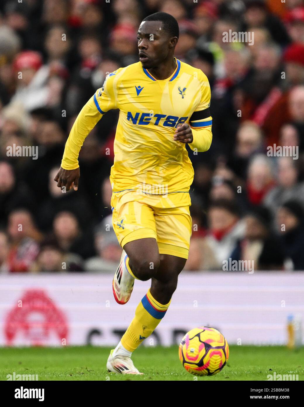 Manchester, UK. 02nd Feb, 2025. Tyrick Mitchell of Crystal Palace goes ...
