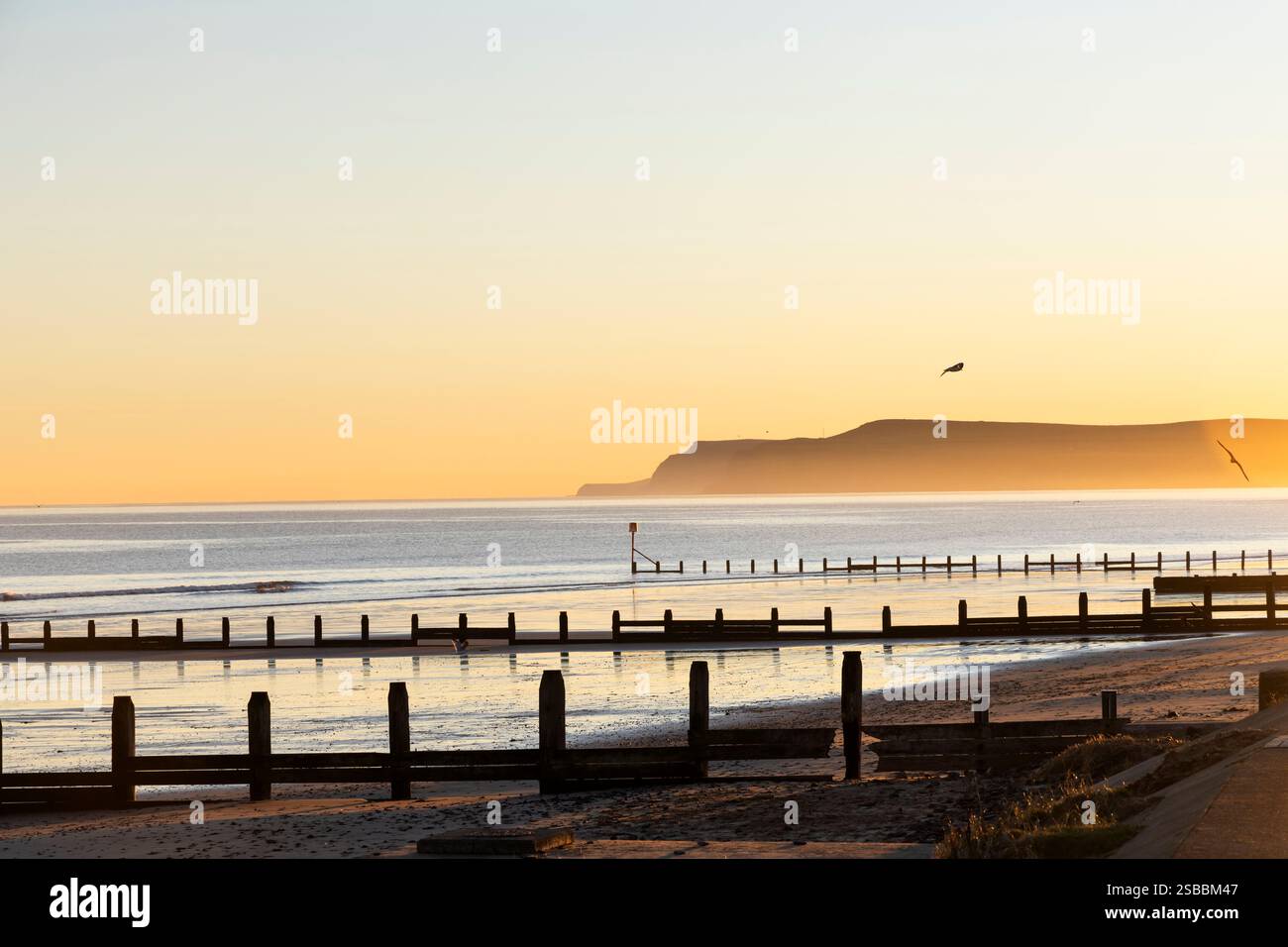The Groynes, Redcar Beach, Winter Dawn, North Yorkshire Stock Photo - Alamy