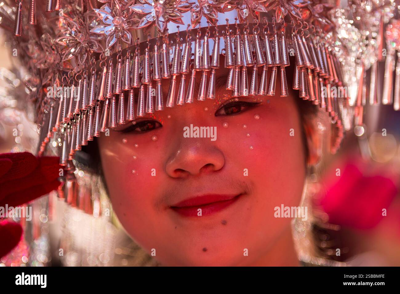 Madrid, Spain. 02nd Feb, 2025. A member of the Chinese community poses ...