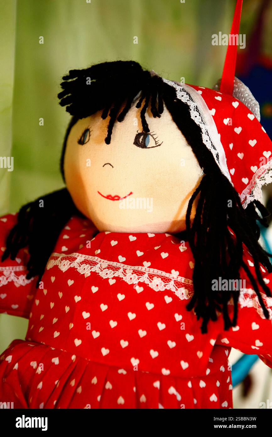 colorful handmade dolls for sale on street market. Brazil Stock Photo ...