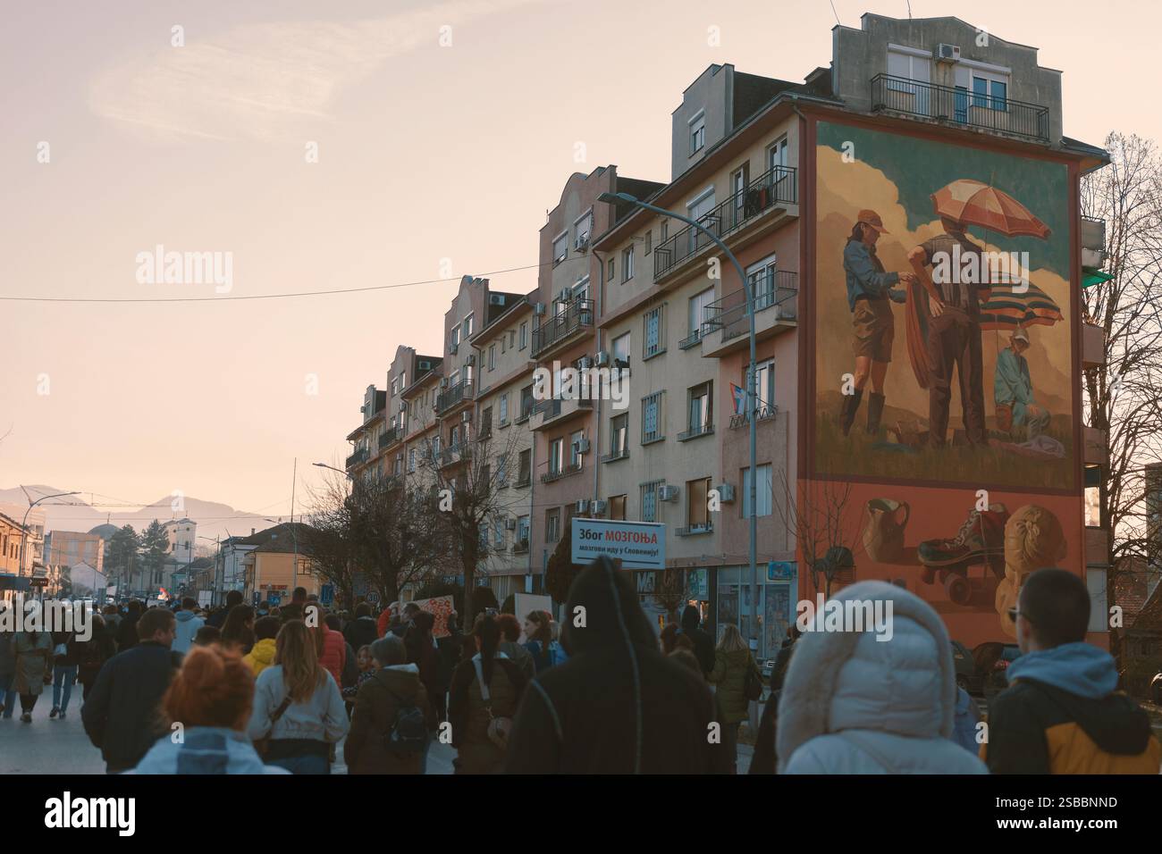Cacak, Serbia - Febryary 01, 2025: Protest on the two main bridges ...