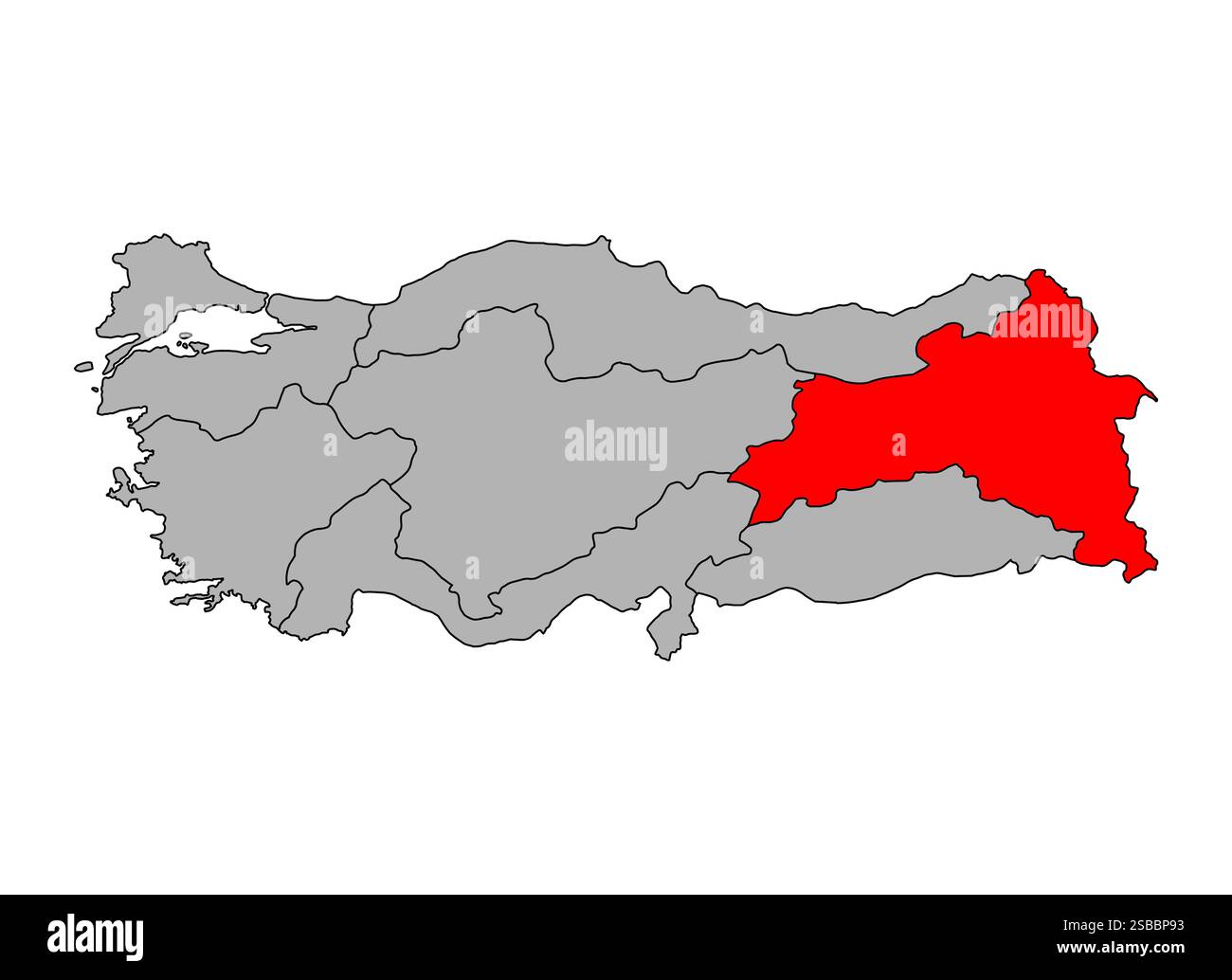 Eastern Anatolia Region of Turkey map symbol shape, travel web concept ...