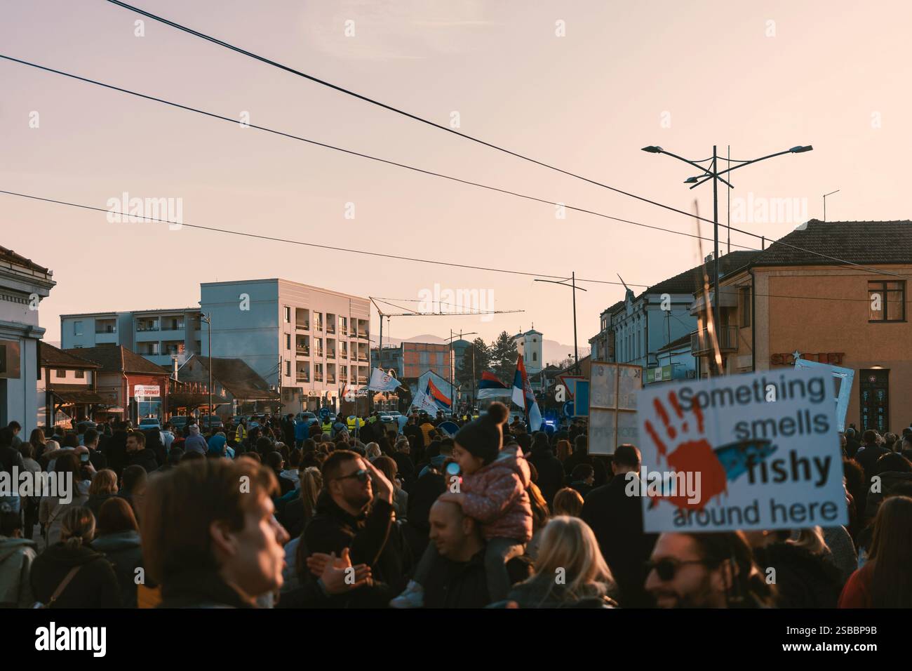 Cacak, Serbia - Febryary 01, 2025: Protest on the two main bridges ...