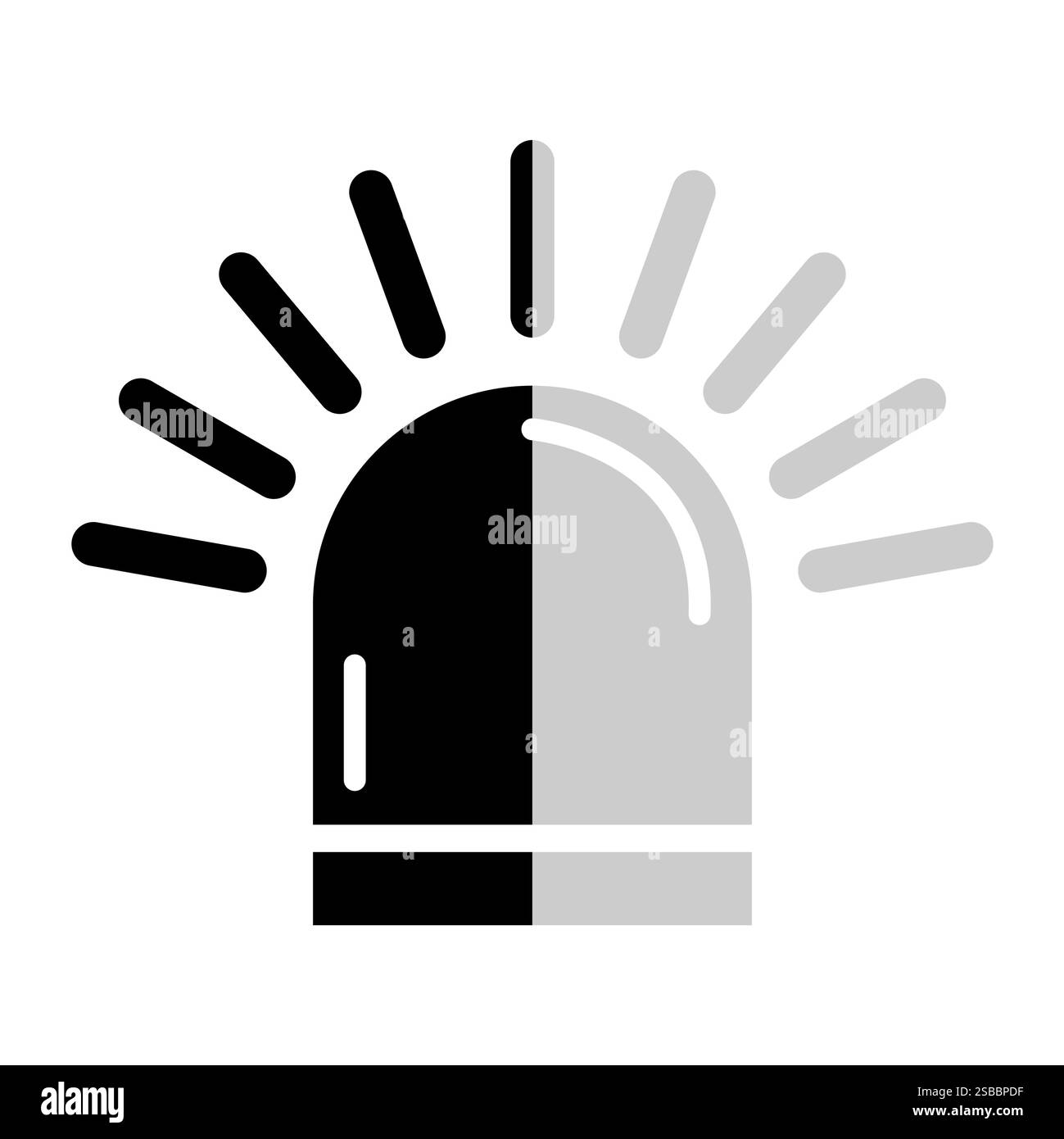 Siren fire alarm sign, signal danger light symbol, ambulance police ...