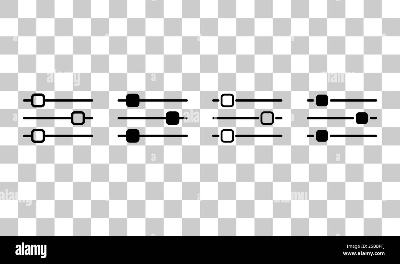 Set of Volume mixer icon, filter sound symbol button, switch sign ...