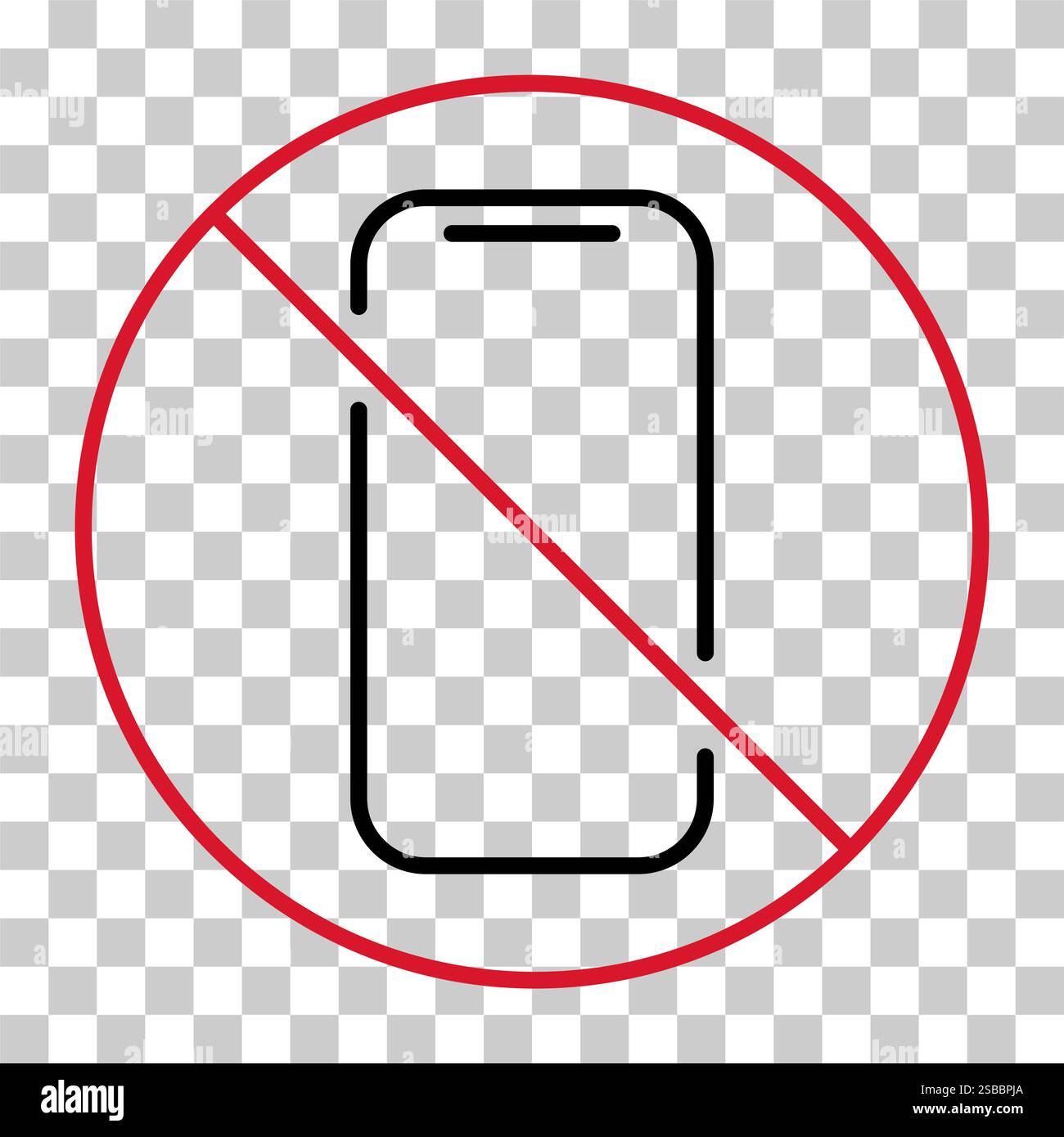 Mobile forbidden icon, no use phone sign, ban smartphone label vector ...