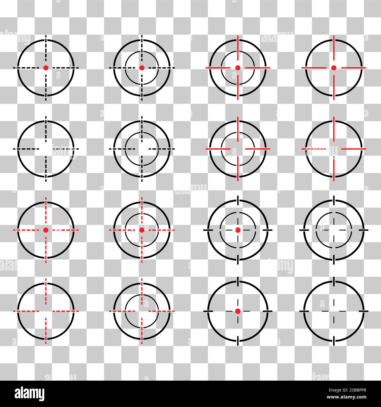 Set of Crosshair army target icon, hunting cross sign mark, graphic ...