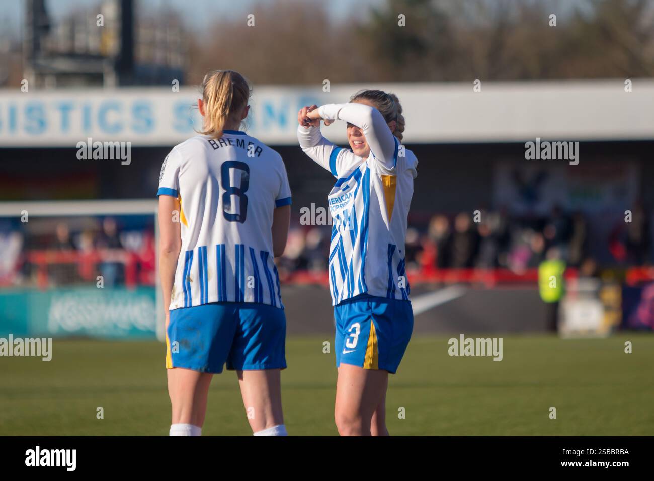 Crawley, England, February 2nd 2025 Pauline Bremer (8 Brighton) and ...