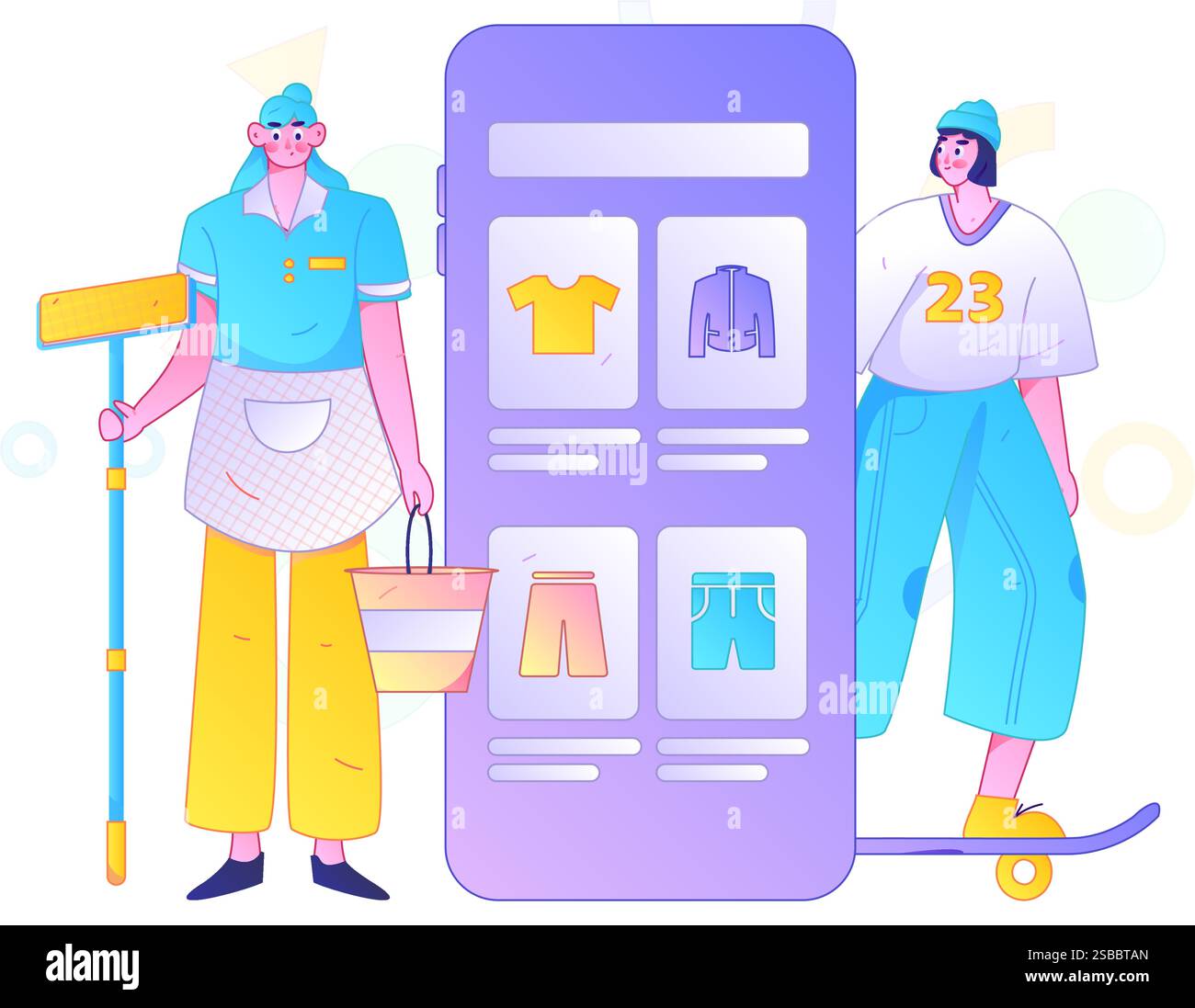 Holiday shopping people doing e-commerce online shopping flat vector ...
