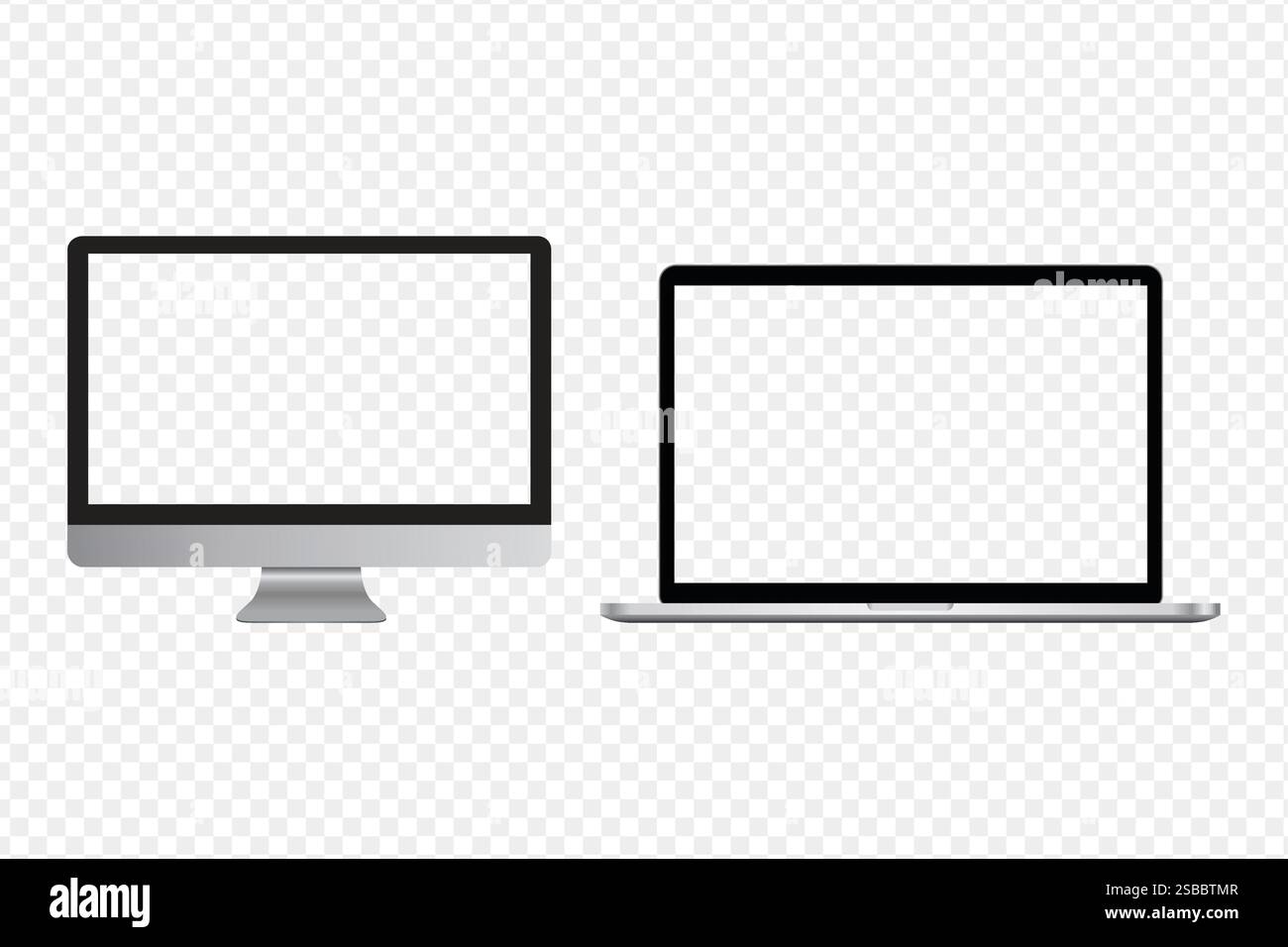 Set of laptop Computer Mockup. Notebook PC realistic vector illustration with transparent lcd ...
