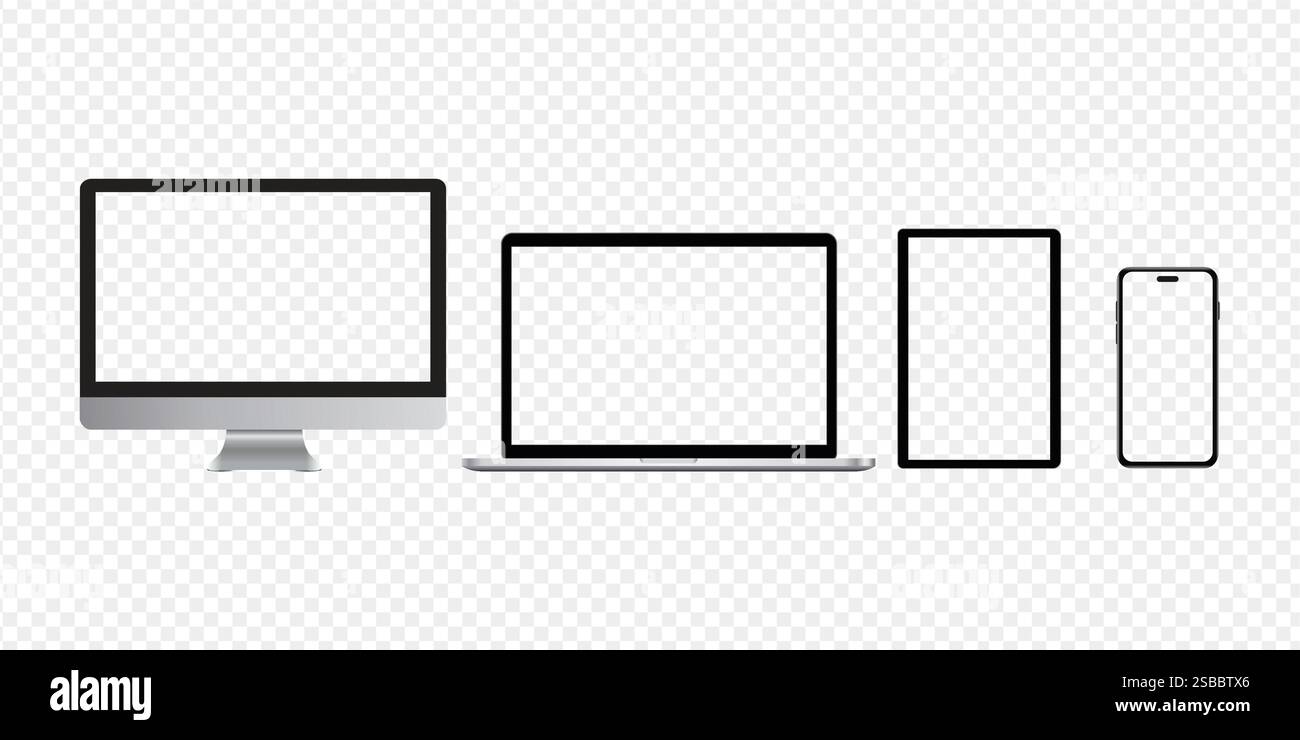 Set of laptop Computer Mockup. Notebook PC realistic vector ...