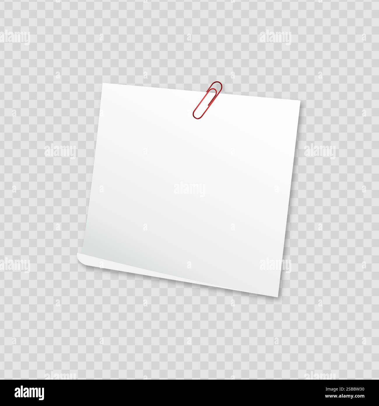 Paper for note with clip. Blank paper with paper clip template Stock ...