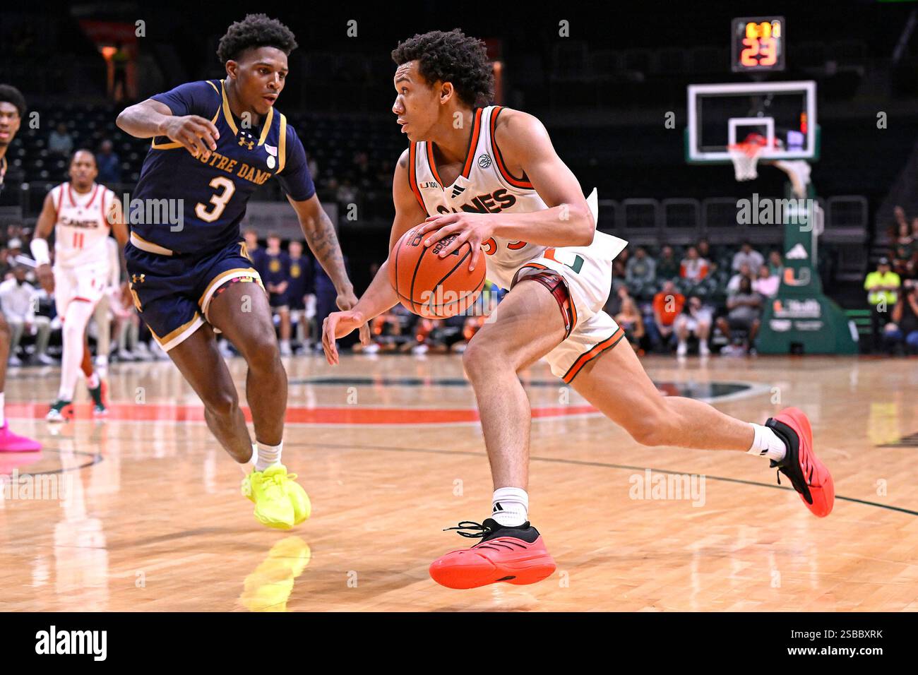CORAL GABLES, FL - FEBRUARY 01: Miami guard Divine Ugochukwu (99 ...