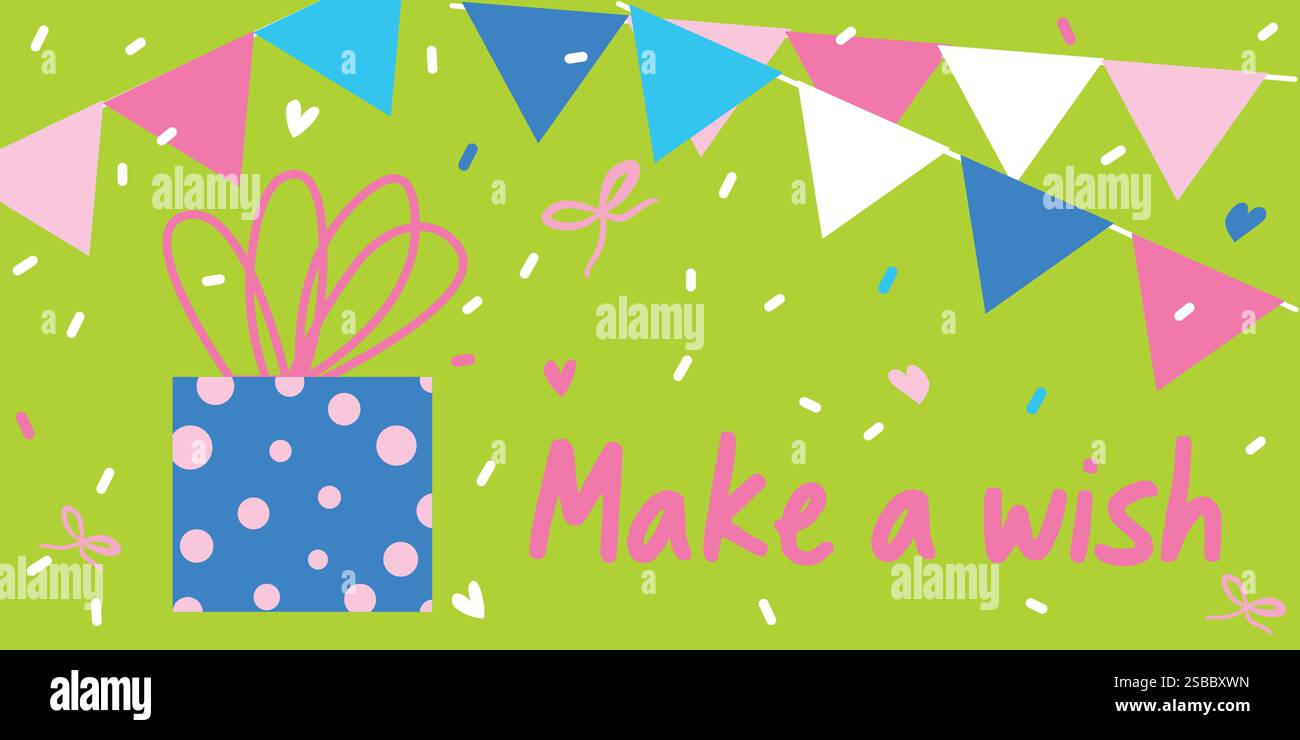 Colorful Birthday Celebration With Present Box and Festive Banners ...