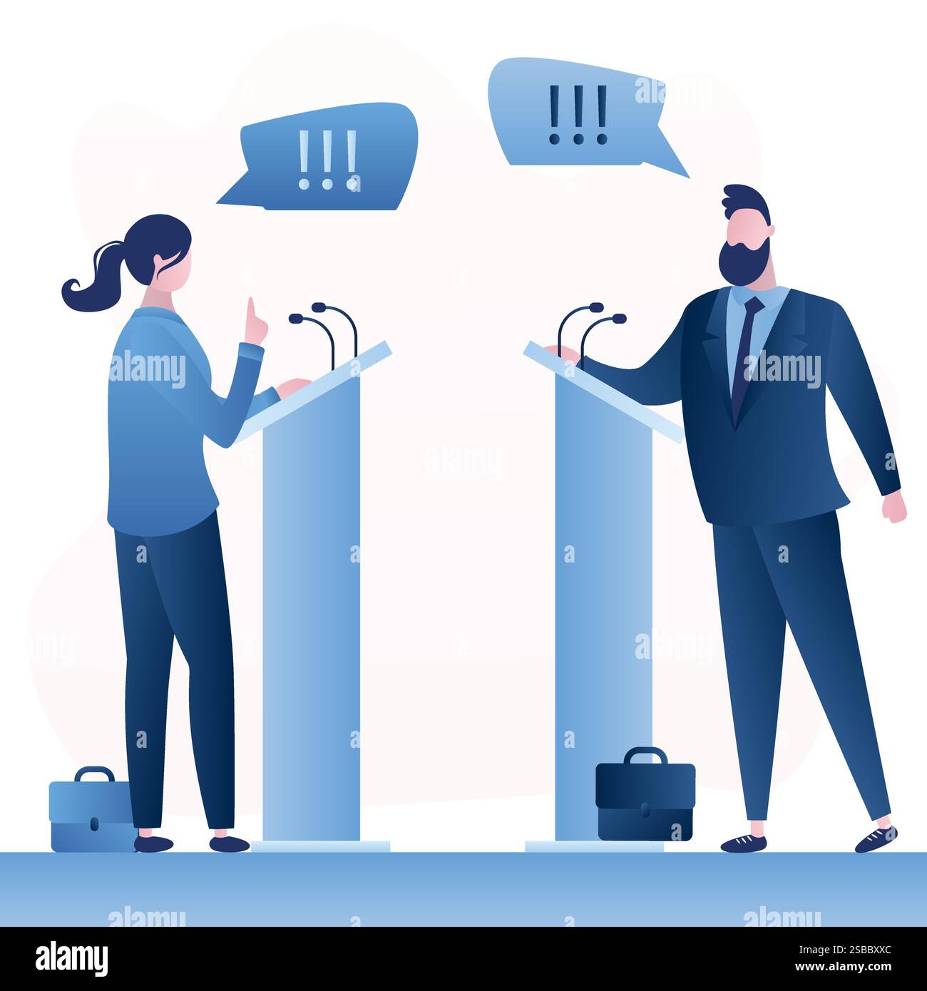 Open debates before Vote. Concept with leaders of opposing political ...