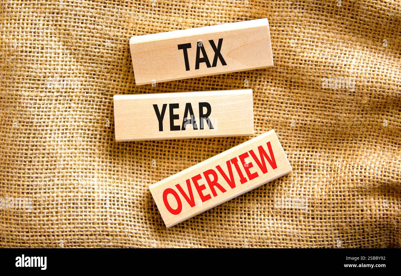 Tax year overview symbol. Concept words Tax year overview on beautiful ...