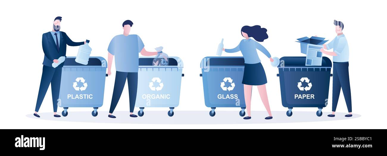 Man sorting rubbish recycling bins Cut Out Stock Images & Pictures - Alamy