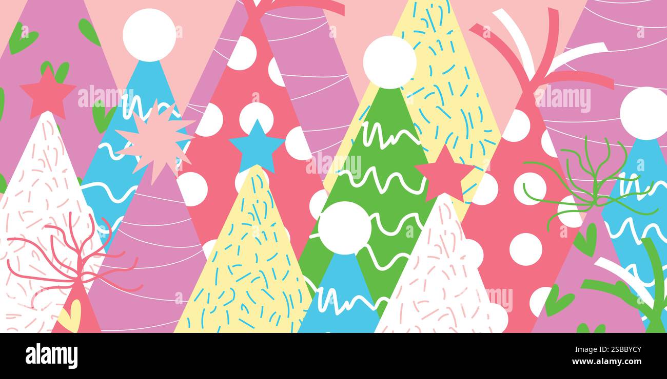 Colorful Party Hat Banner with Whimsical Shapes and Vibrant Accents ...
