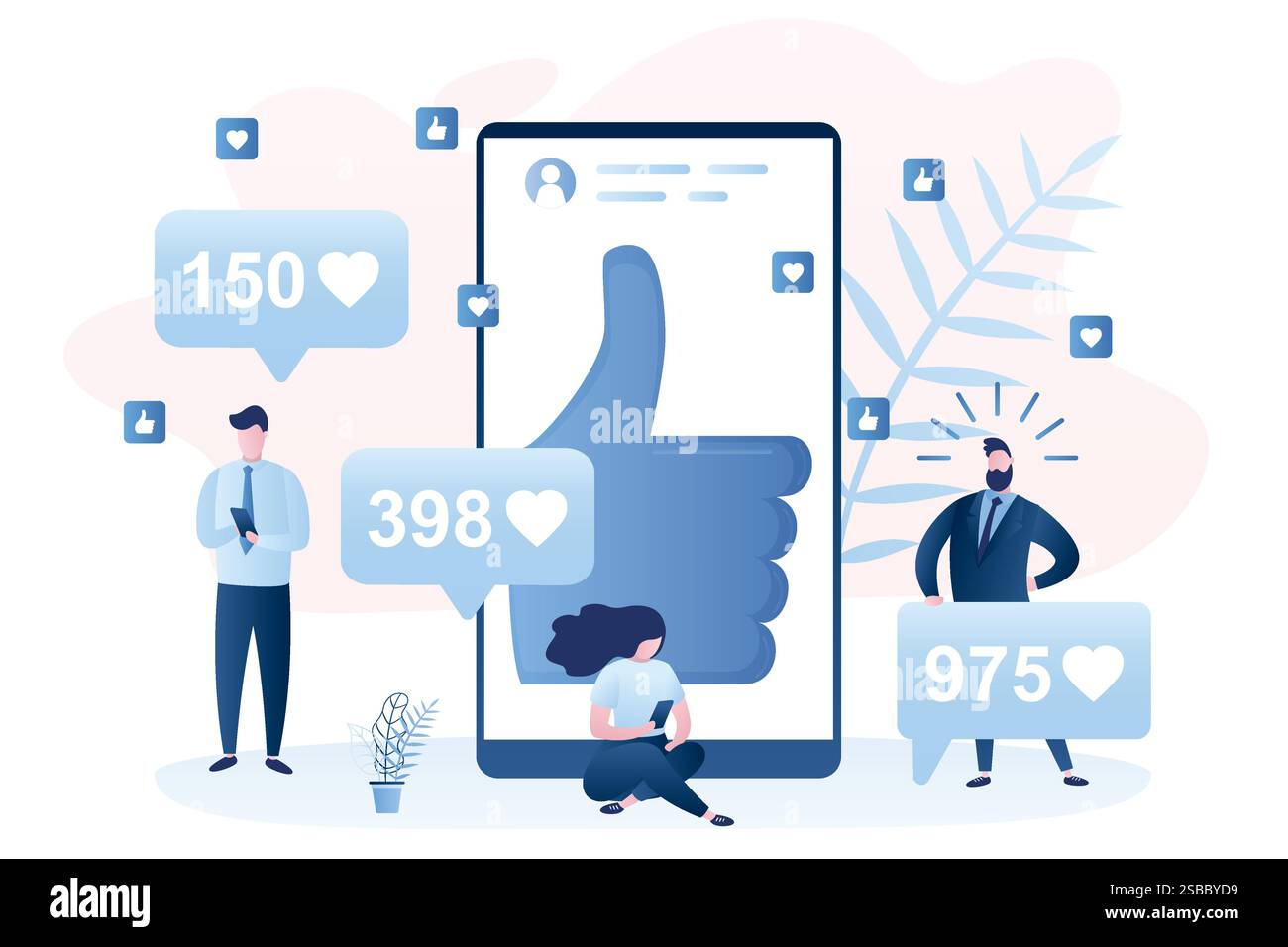 Social Network Users Receive Like. People characters in trendy style ...