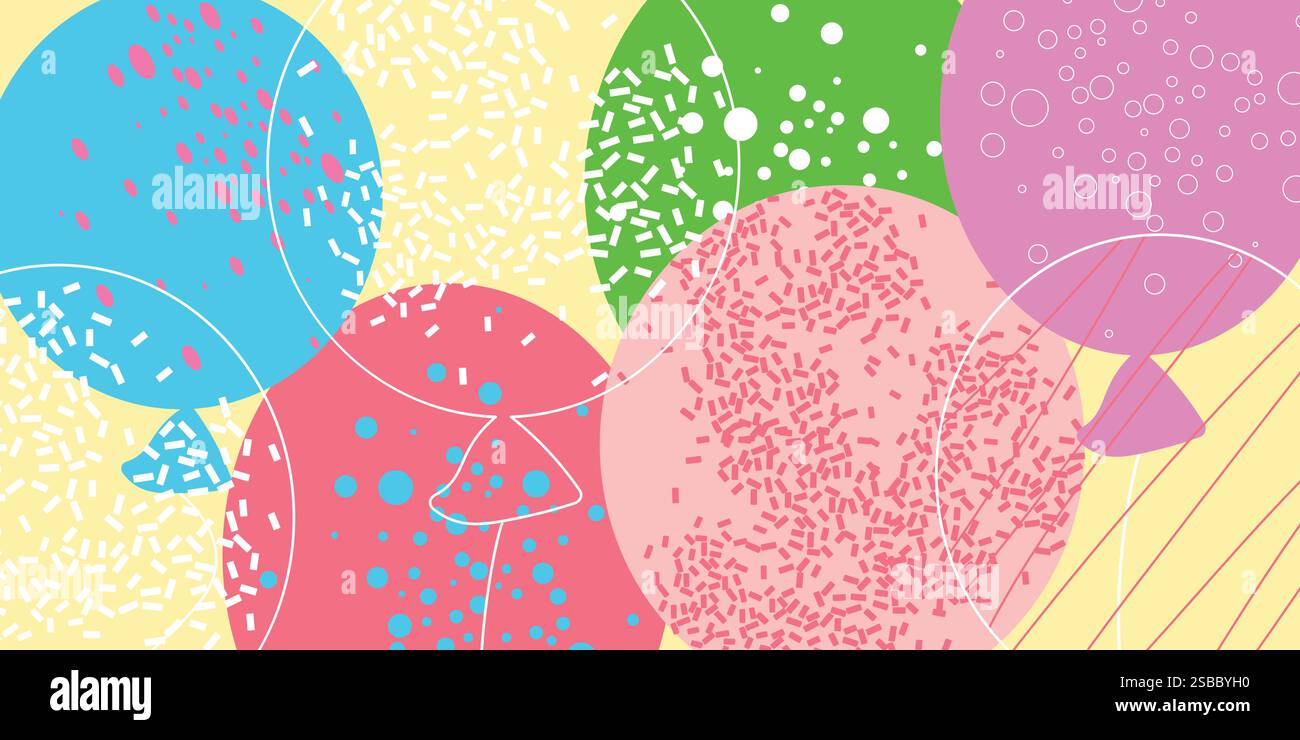 Colorful Abstract Artwork with Overlapping Balloons and Confetti Design ...