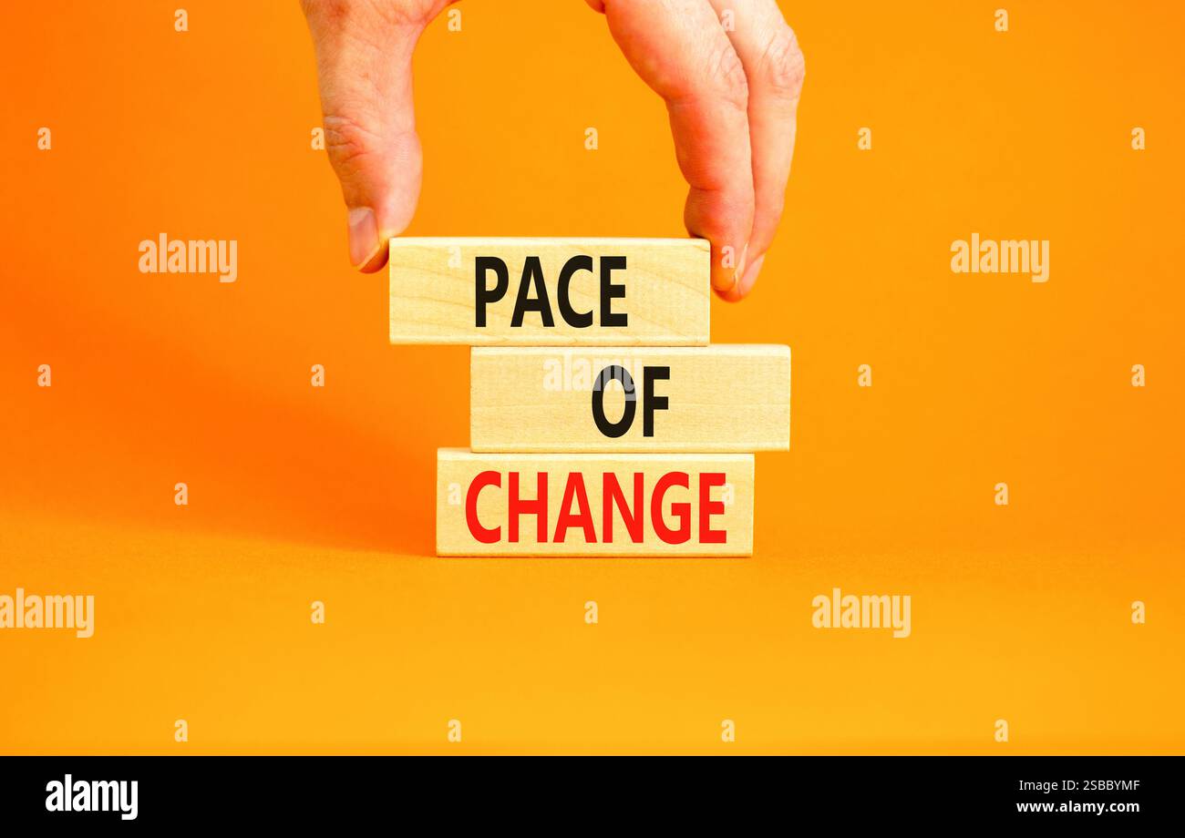 Pace of change symbol. Concept words Pace of change on beautiful wooden ...