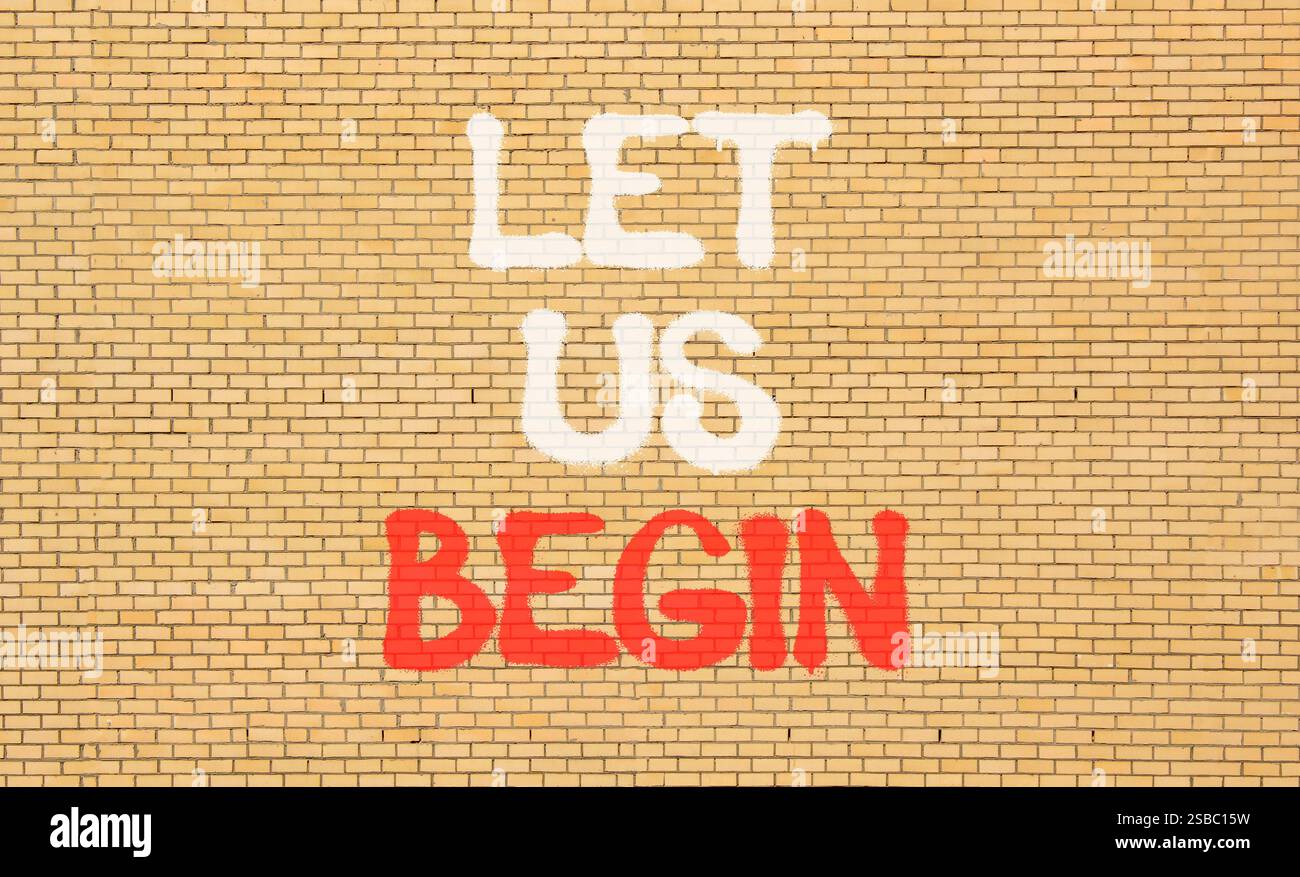 Let us begin symbol. Concept words Let us begin on beautiful brown ...