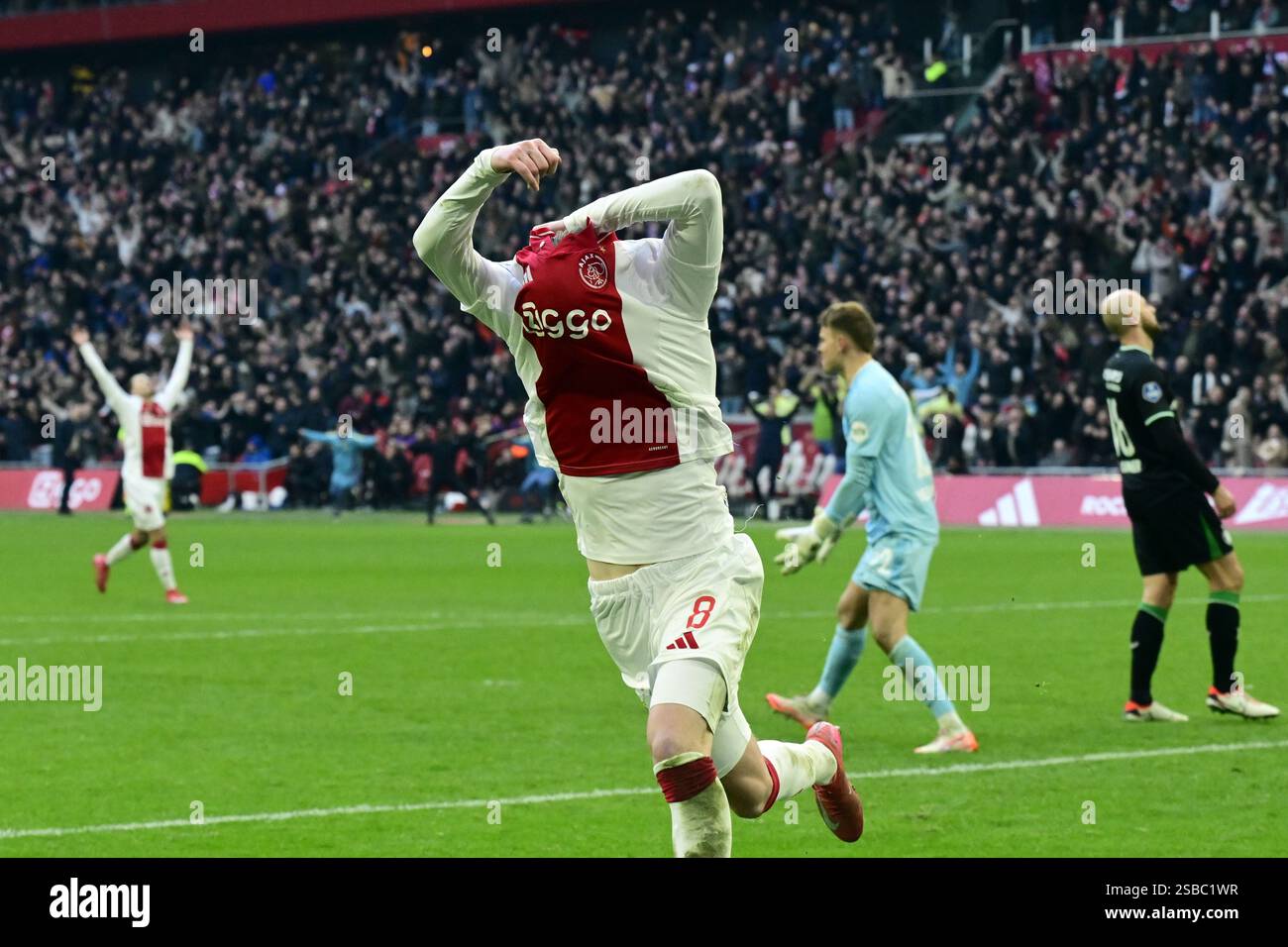 AMSTERDAM - Kenneth Taylor of Ajax celebrates 2-1 during the Dutch ...