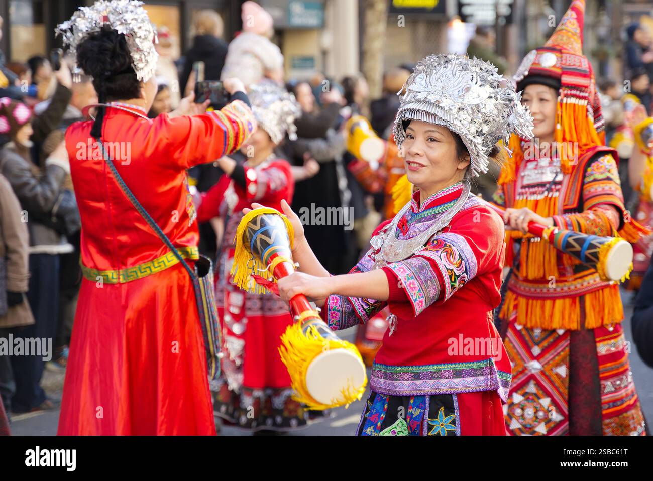 Chinese New Year Parade along the streets of London. People in ...