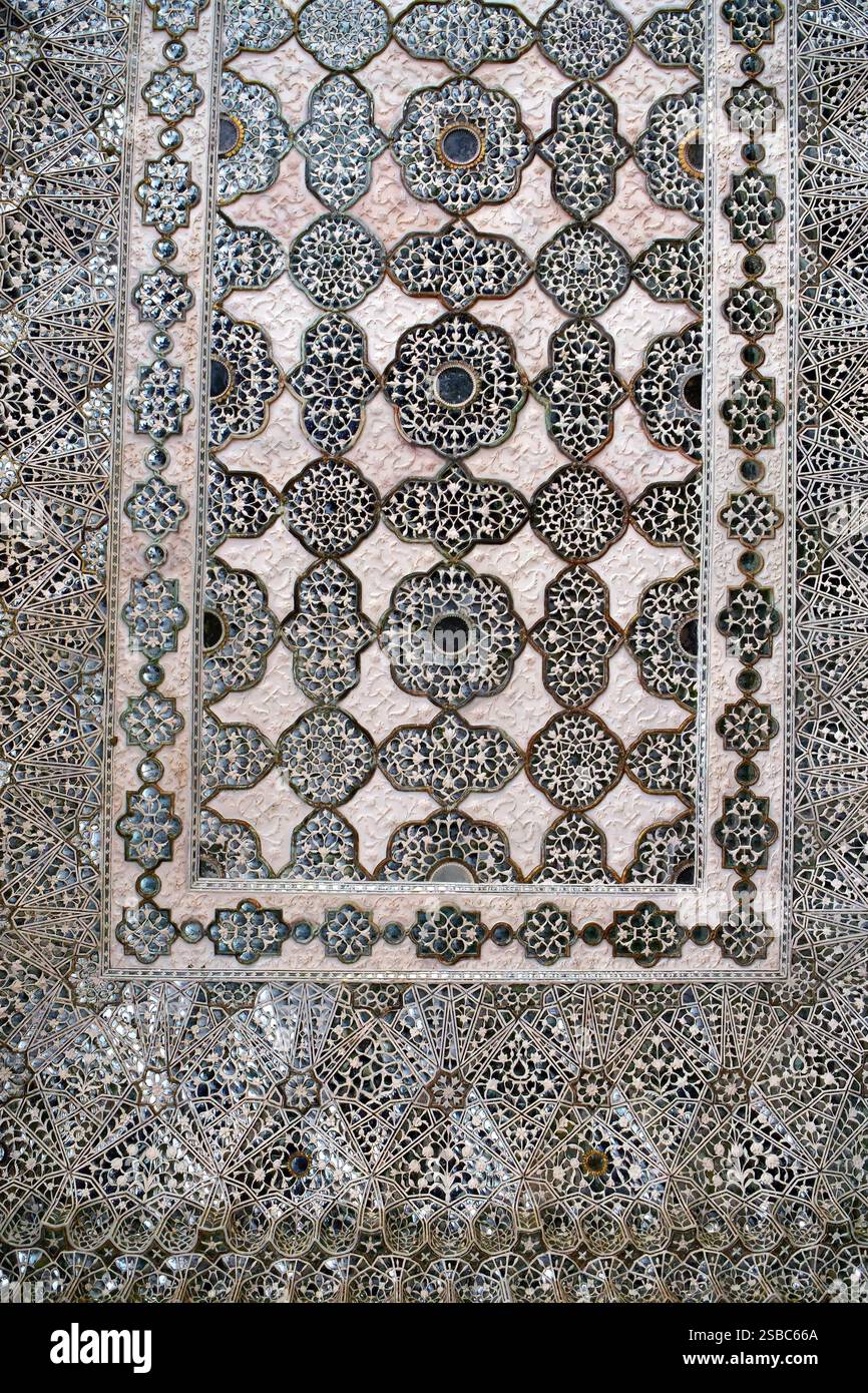 interior, Sheesh Mahal, Mirror Palace, Amer Fort, Amer, Rajasthan ...