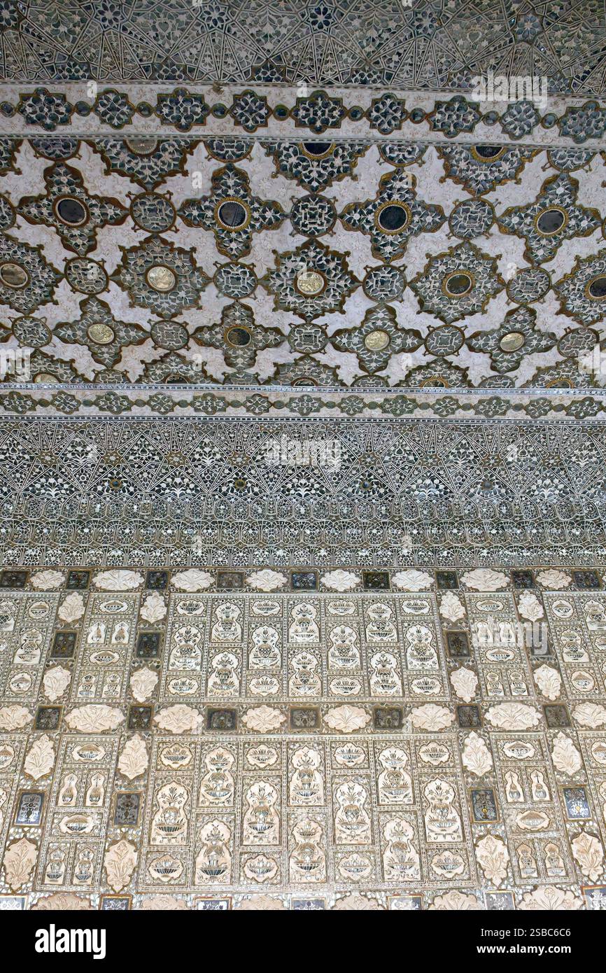 interior, Sheesh Mahal, Mirror Palace, Amer Fort, Amer, Rajasthan ...