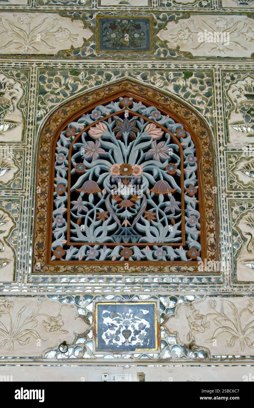 interior, Sheesh Mahal, Mirror Palace, Amer Fort, Amer, Rajasthan ...