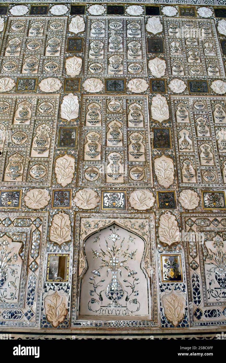 interior, Sheesh Mahal, Mirror Palace, Amer Fort, Amer, Rajasthan ...