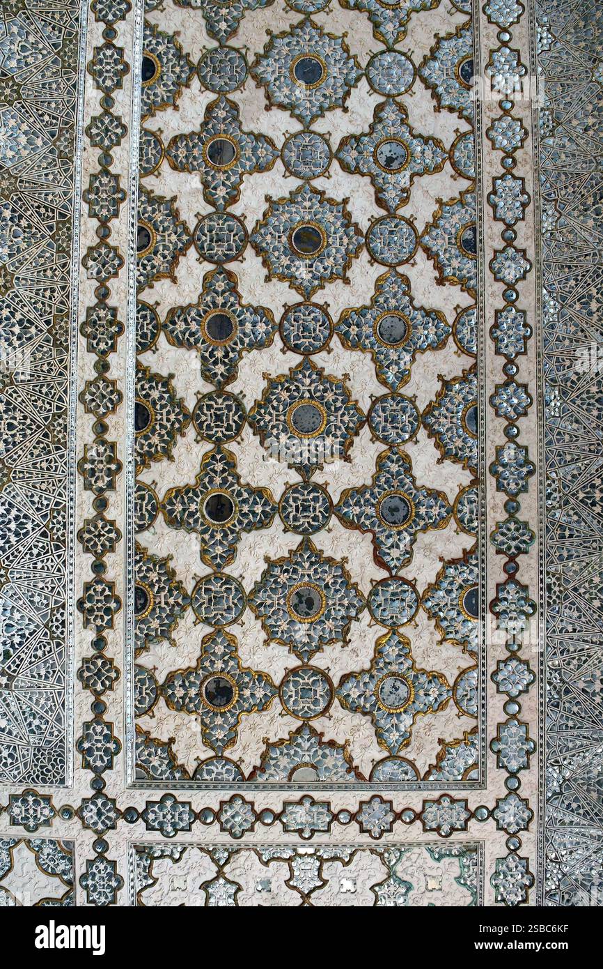 interior, Sheesh Mahal, Mirror Palace, Amer Fort, Amer, Rajasthan ...