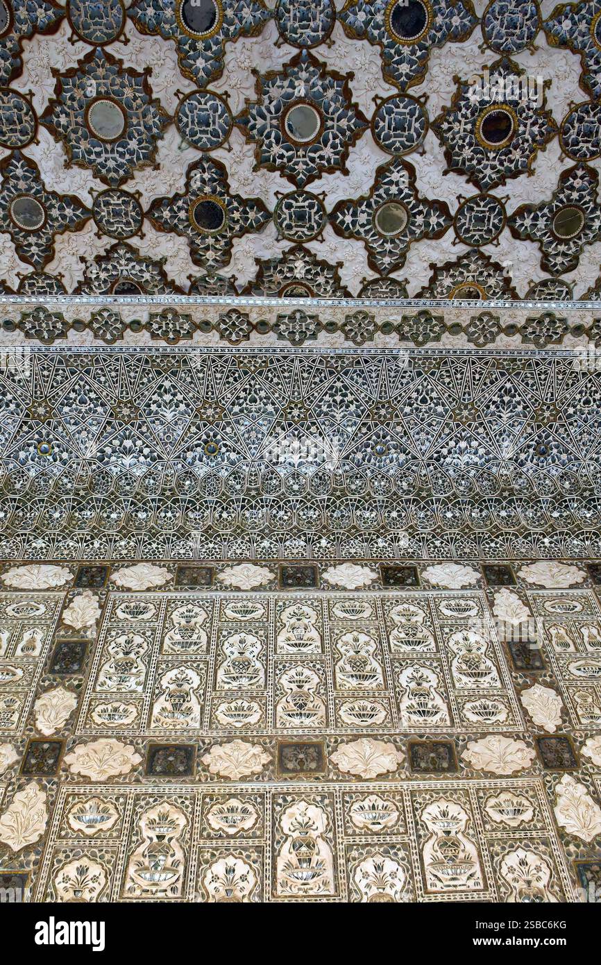 interior, Sheesh Mahal, Mirror Palace, Amer Fort, Amer, Rajasthan ...