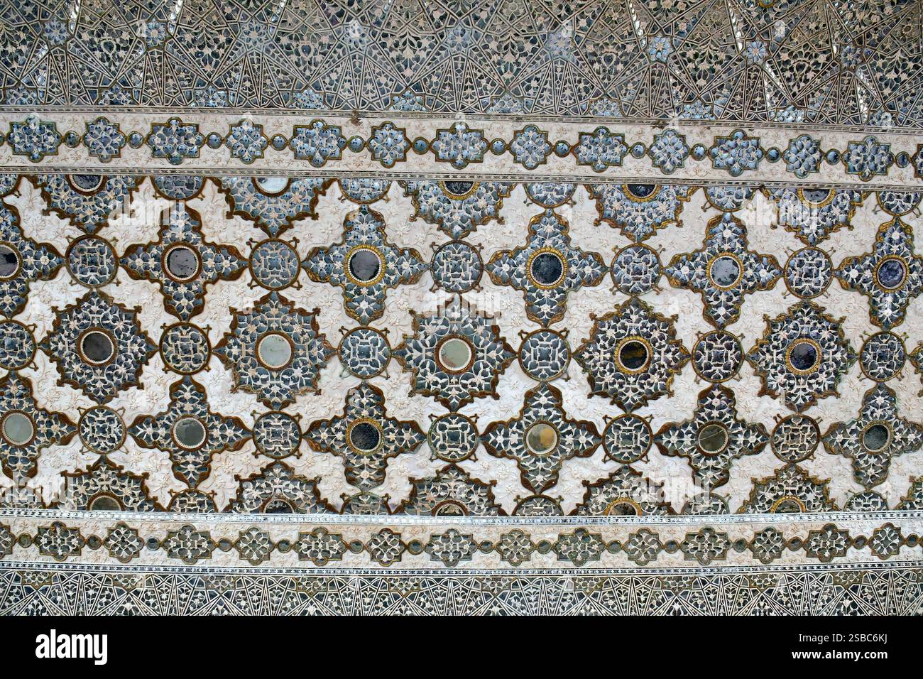 interior, Sheesh Mahal, Mirror Palace, Amer Fort, Amer, Rajasthan ...