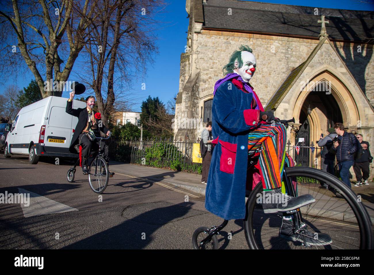 February 2, 2025, London, England, United Kingdom: Clowns arrive to ...