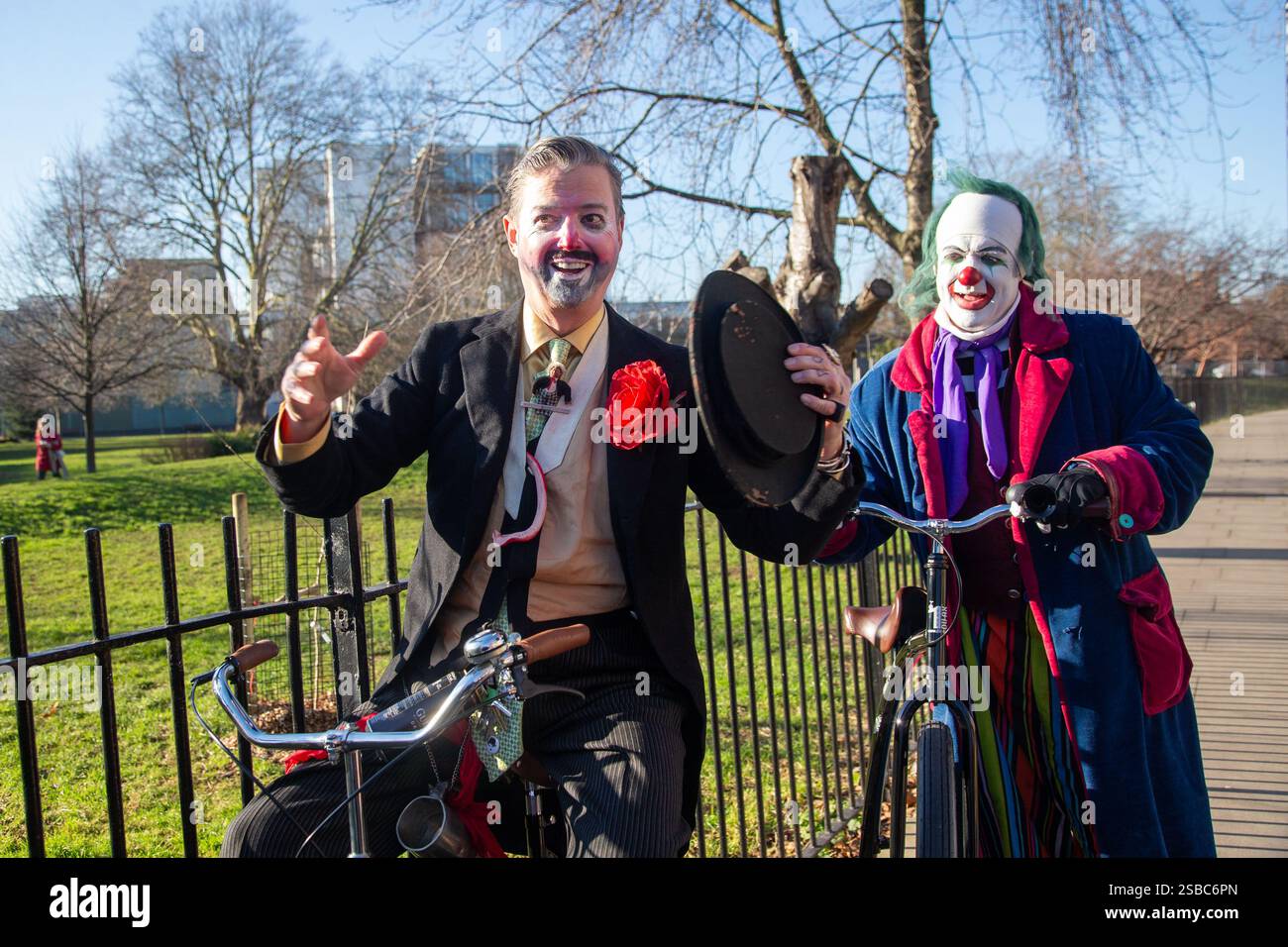 February 2, 2025, London, England, United Kingdom: Clowns arrive to ...