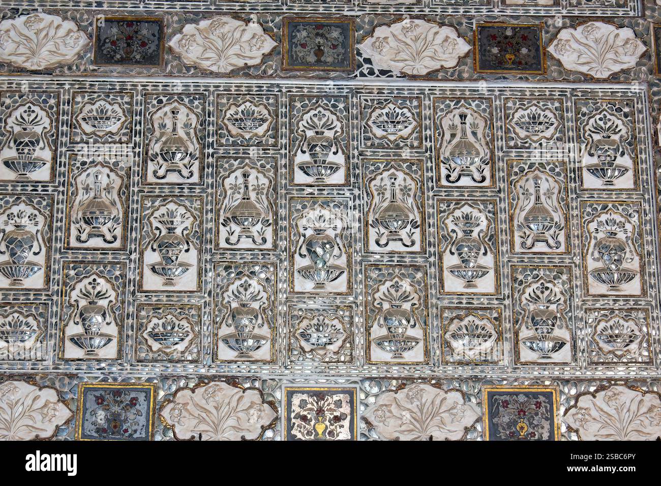 interior, Sheesh Mahal, Mirror Palace, Amer Fort, Amer, Rajasthan ...
