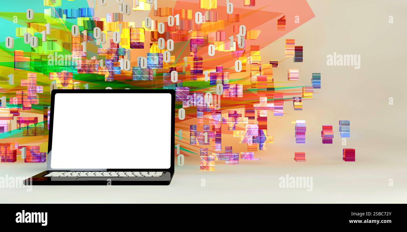 Exploring the Internet on a Computer Laptop with Copy Space Stock Photo ...