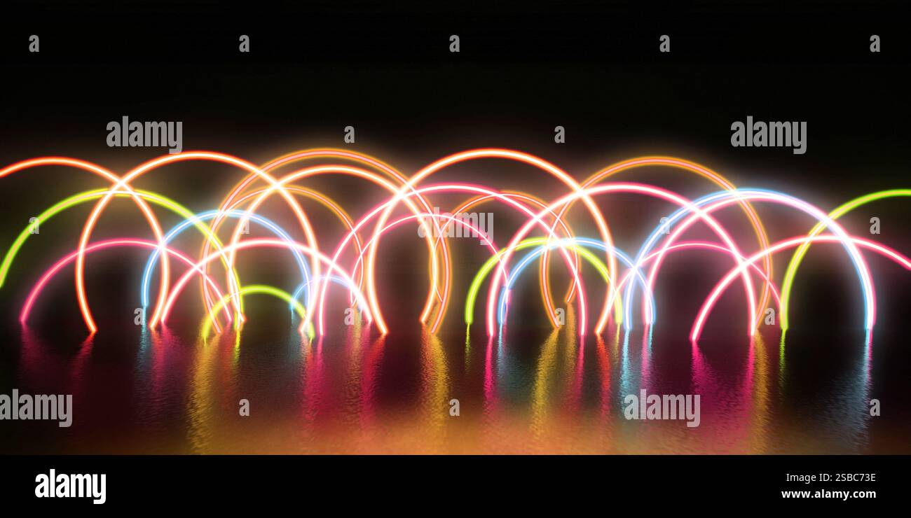 Abstract Digital Landscape with Flowing Energy Lines Stock Photo - Alamy