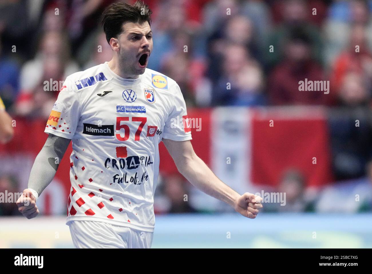 Croatia's Filip Glavas reacts during the final match between Denmark ...