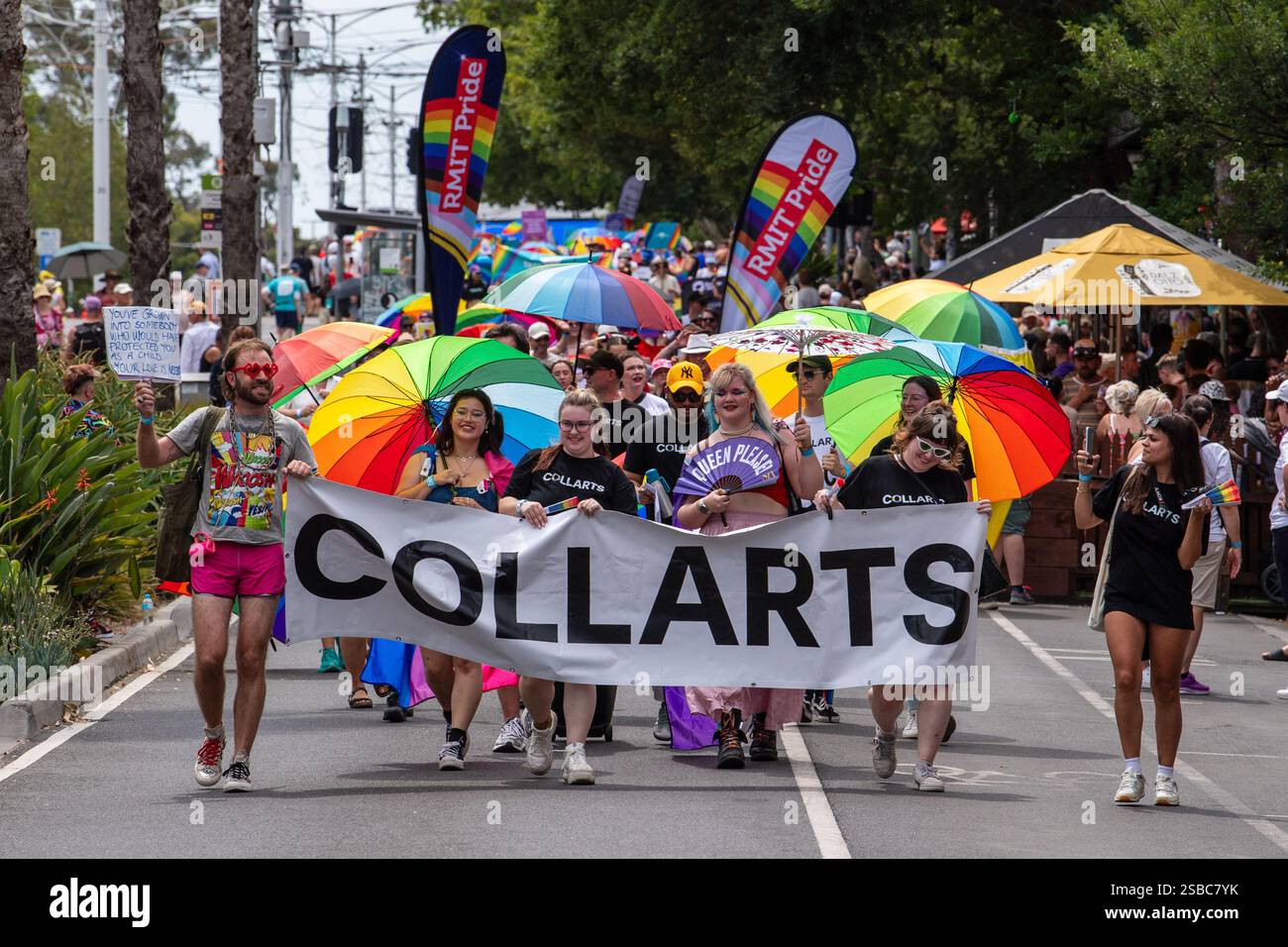 LGBTQ+ University Students and staff march at the 2025 Pride March on ...
